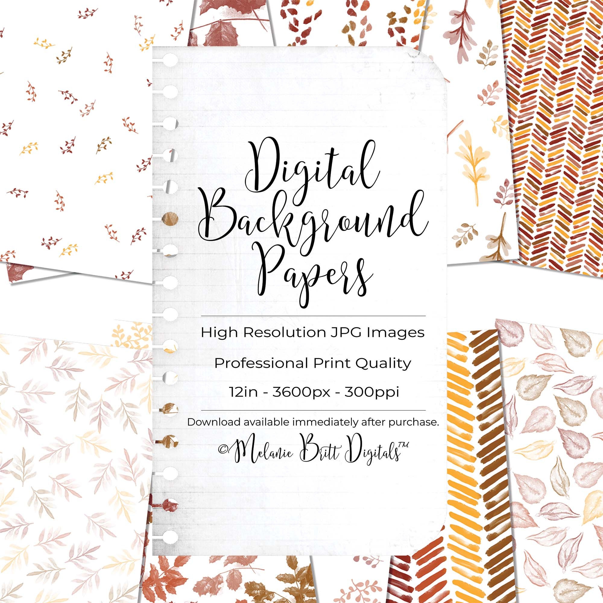 Watercolor leaves digital paper Fall Autumn Pattern paper | Etsy