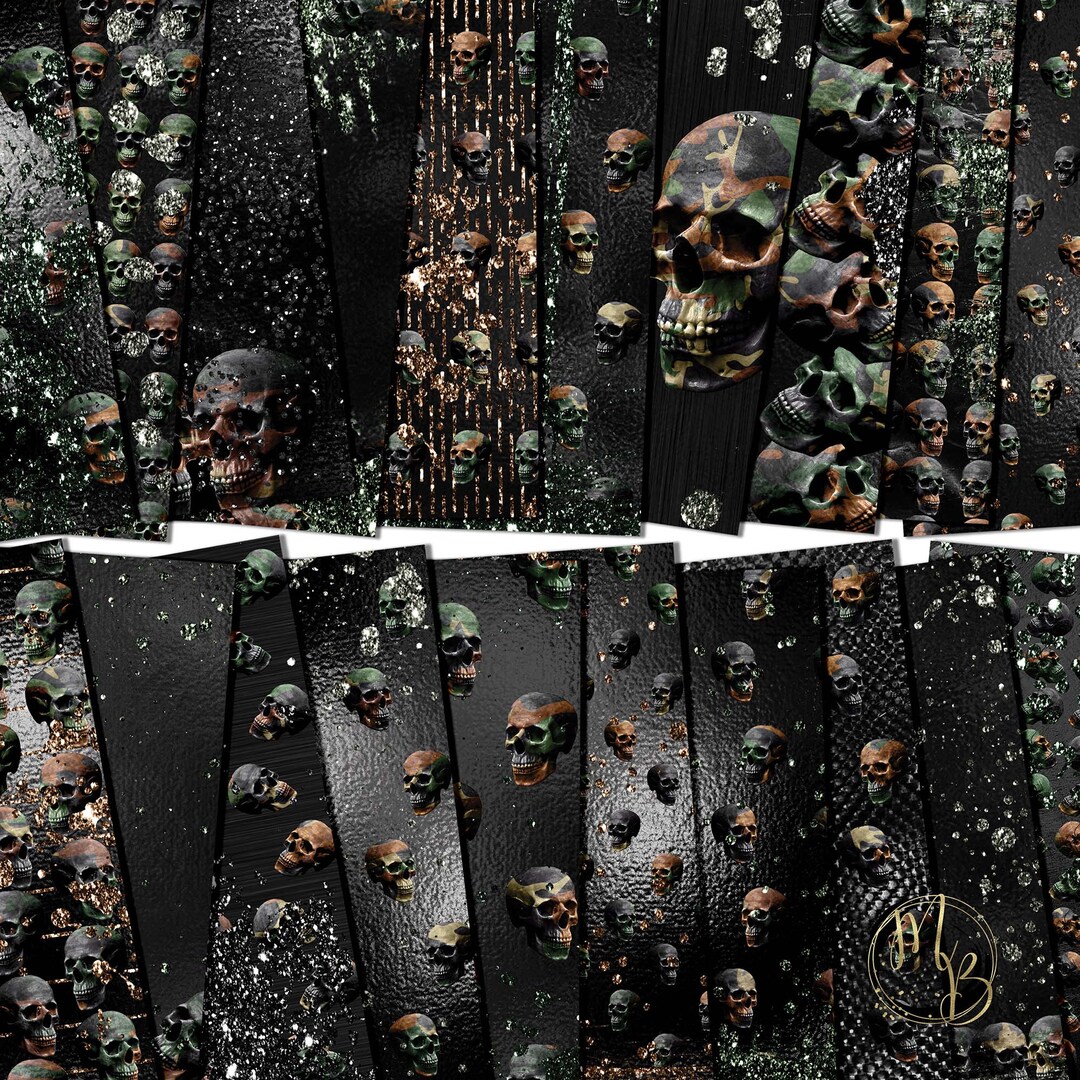 Glam Camo Skulls Digital Paper Download Camouflage Skulls - Etsy