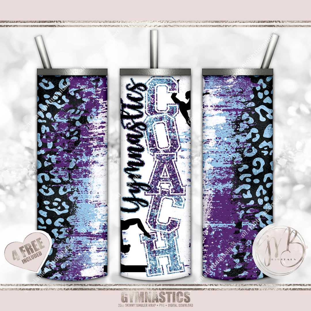 Gymnastics COACH 20oz Skinny Sublimation Tumbler Wrap PNG Download ...