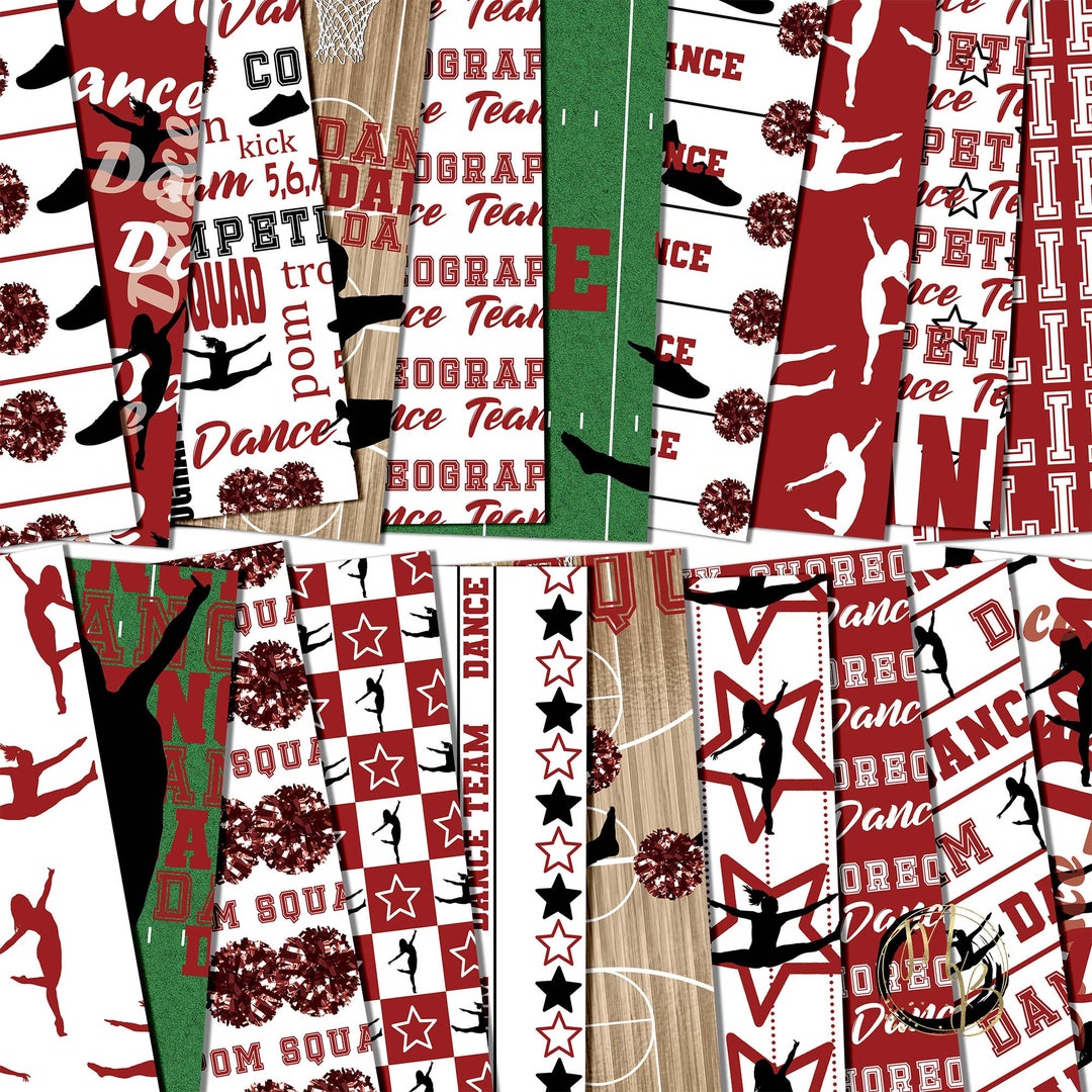 Maroon Dance Team Scrapbook Paper Download Pom Squad Shiny - Etsy