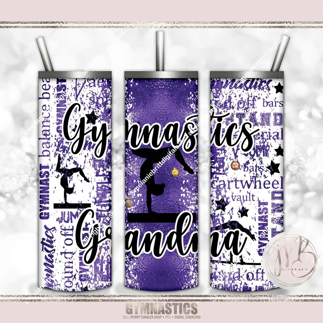 Purple Gymnastics Grandma 20oz Skinny Tumbler Wrap Sublimation Design ...