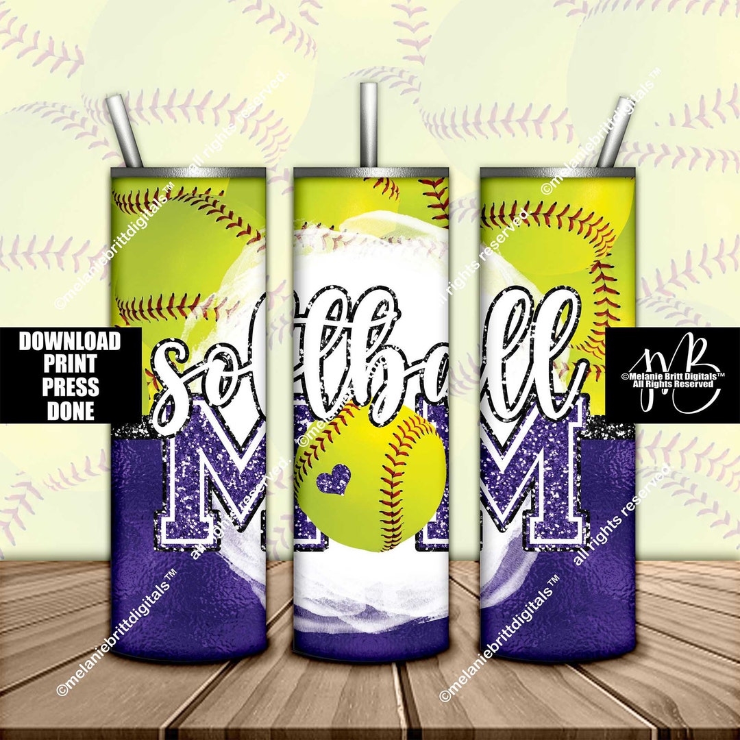 Purple Softball MOM Tumbler Wrap Digital Download for Sublimation ...