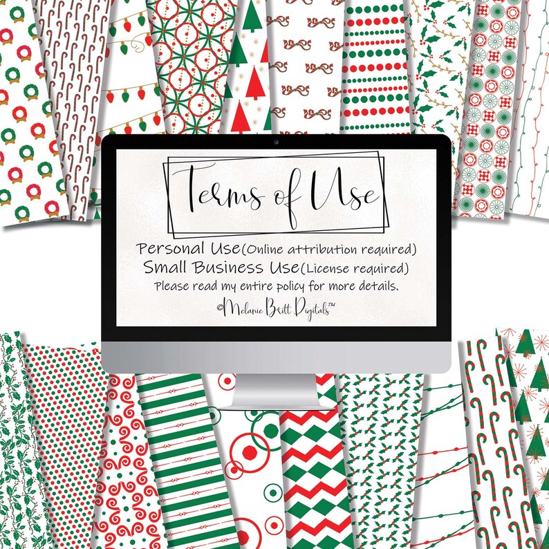 Christmas digital paper Red & green Holiday paper Pattern | Etsy
