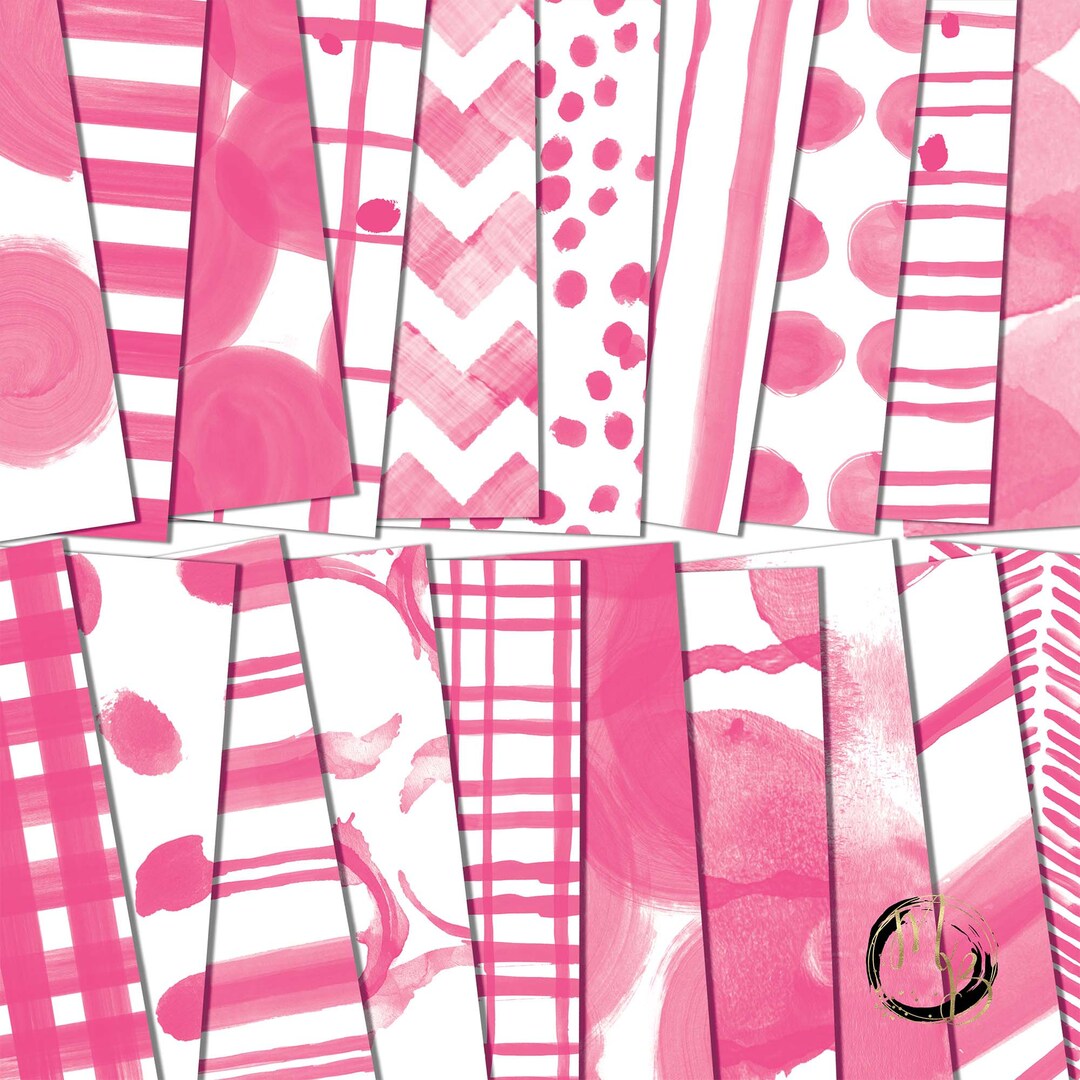 Watercolor Scrapbook Paper Download Hot Pink Patterned Paper Messy ...