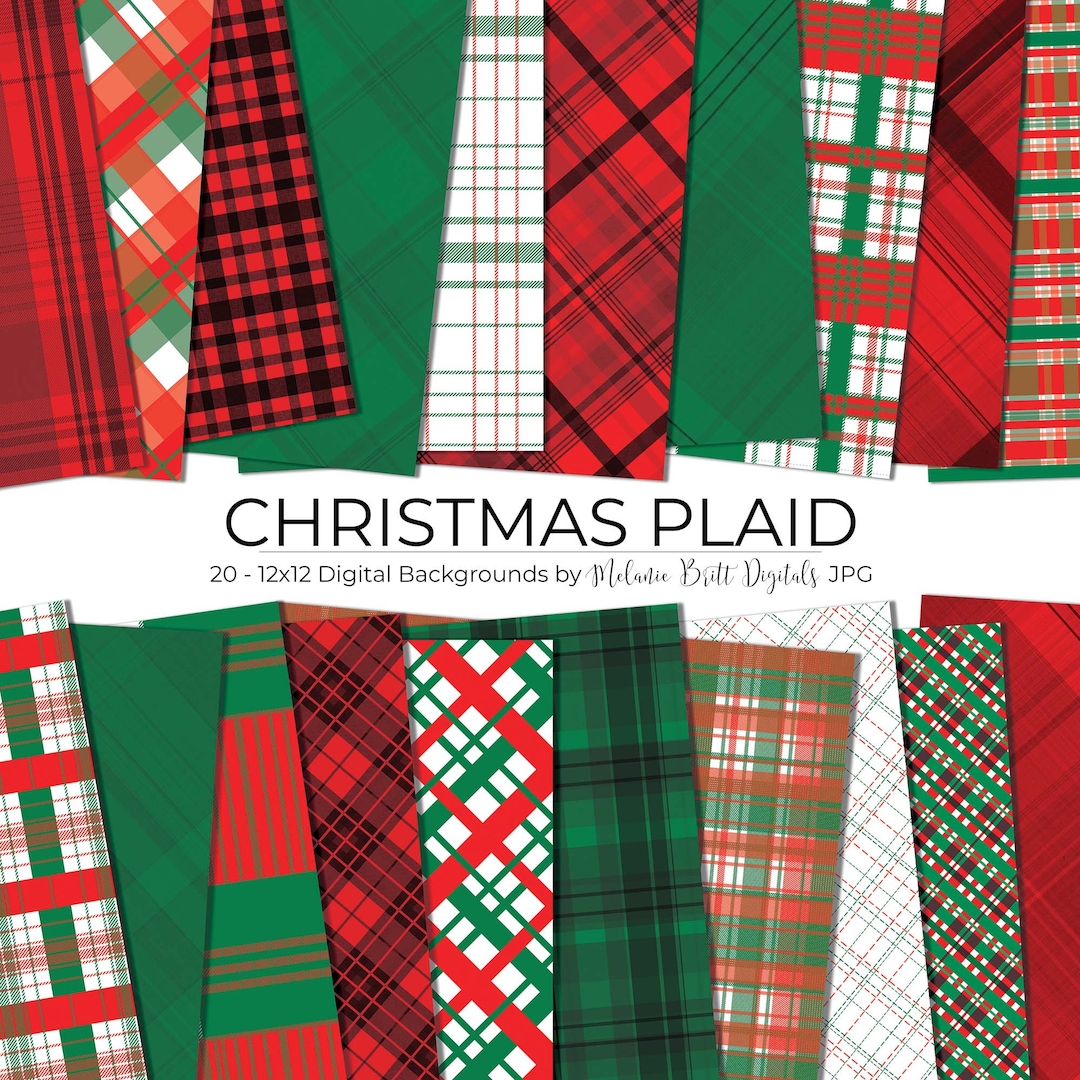 Christmas Plaid Digital Paper Download for Scrapbooking, Red and Green ...
