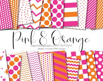 Clip Art: Assorted Patterns-orange & White 18 Digital Papers - Etsy