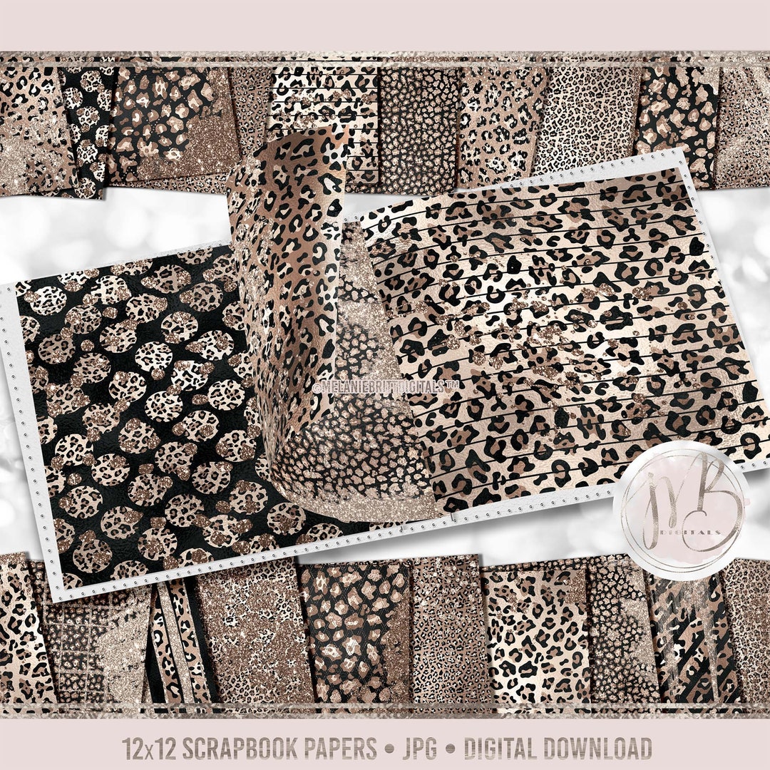 Glam Classic Leopard Print Scrapbook Paper Download Sparkling Glitter ...