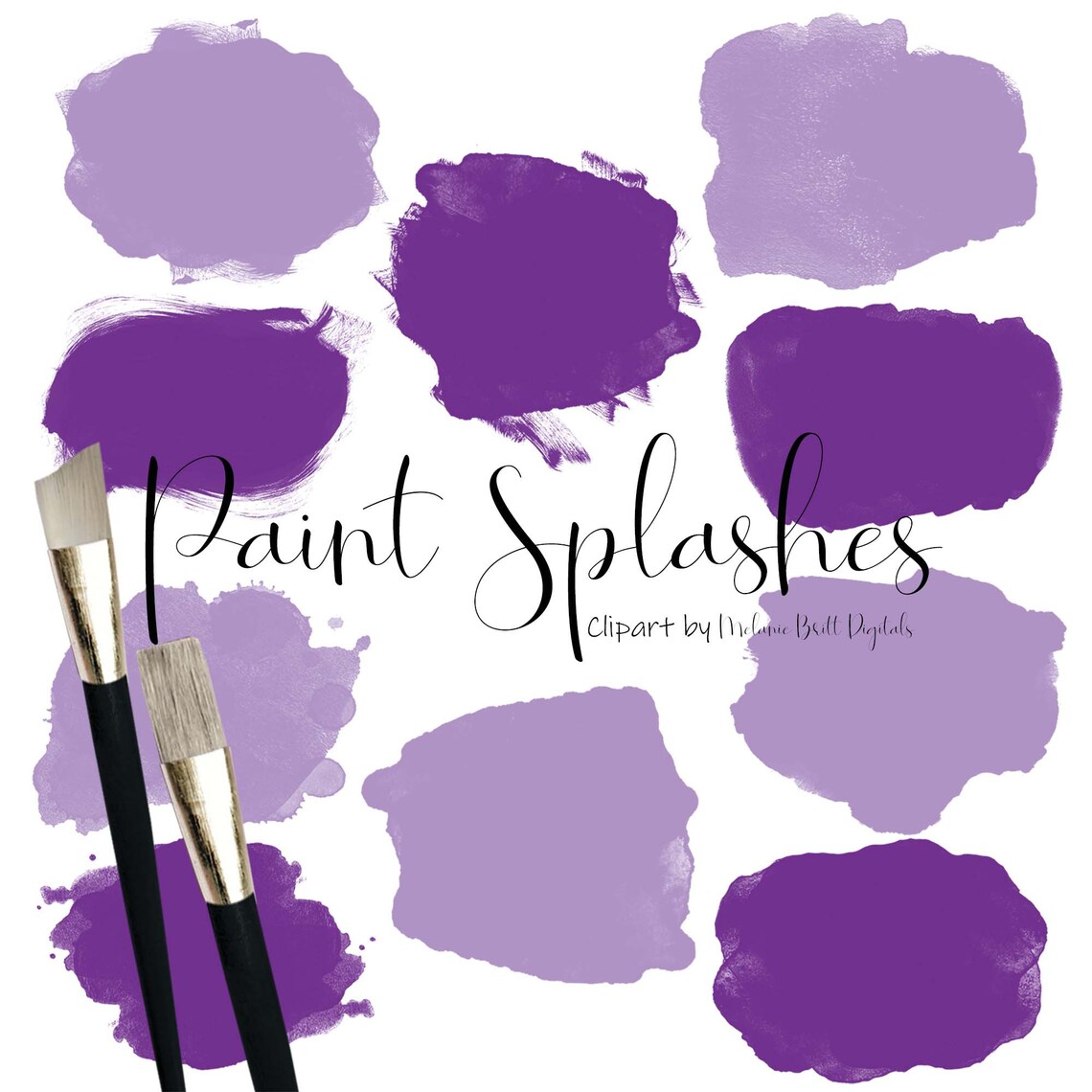 Purple watercolor splash clipart graphics Glitter paint | Etsy