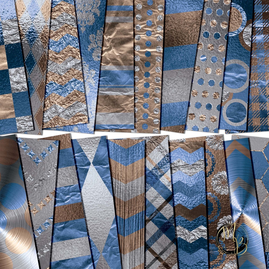 Blue, Brown and Gray Metallic Scrapbook Paper Download Patterned ...
