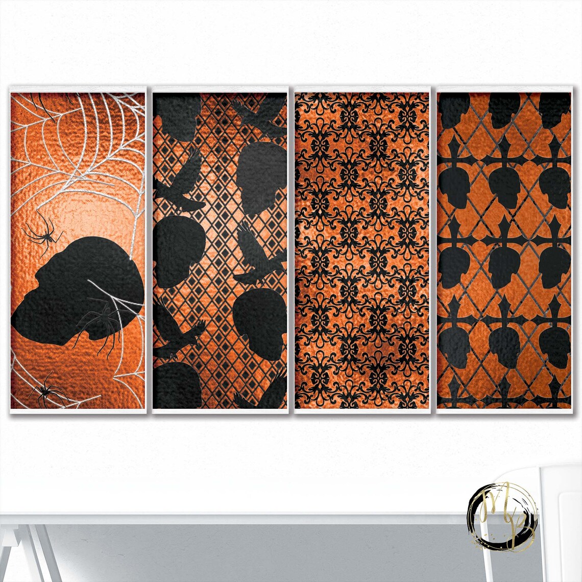 Gothic Halloween Digital Paper Download Orange and Black Goth - Etsy