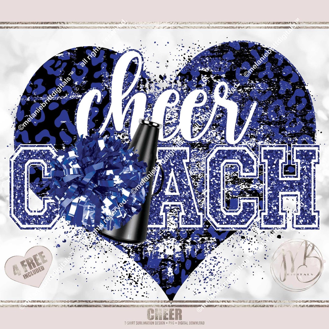Cheer COACH Heart Sublimation T-shirt Design PNG Royal Blue - Etsy