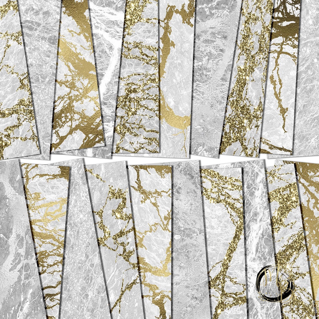 White and Gold Marble Digital Paper Download for Scrapbooking - Etsy
