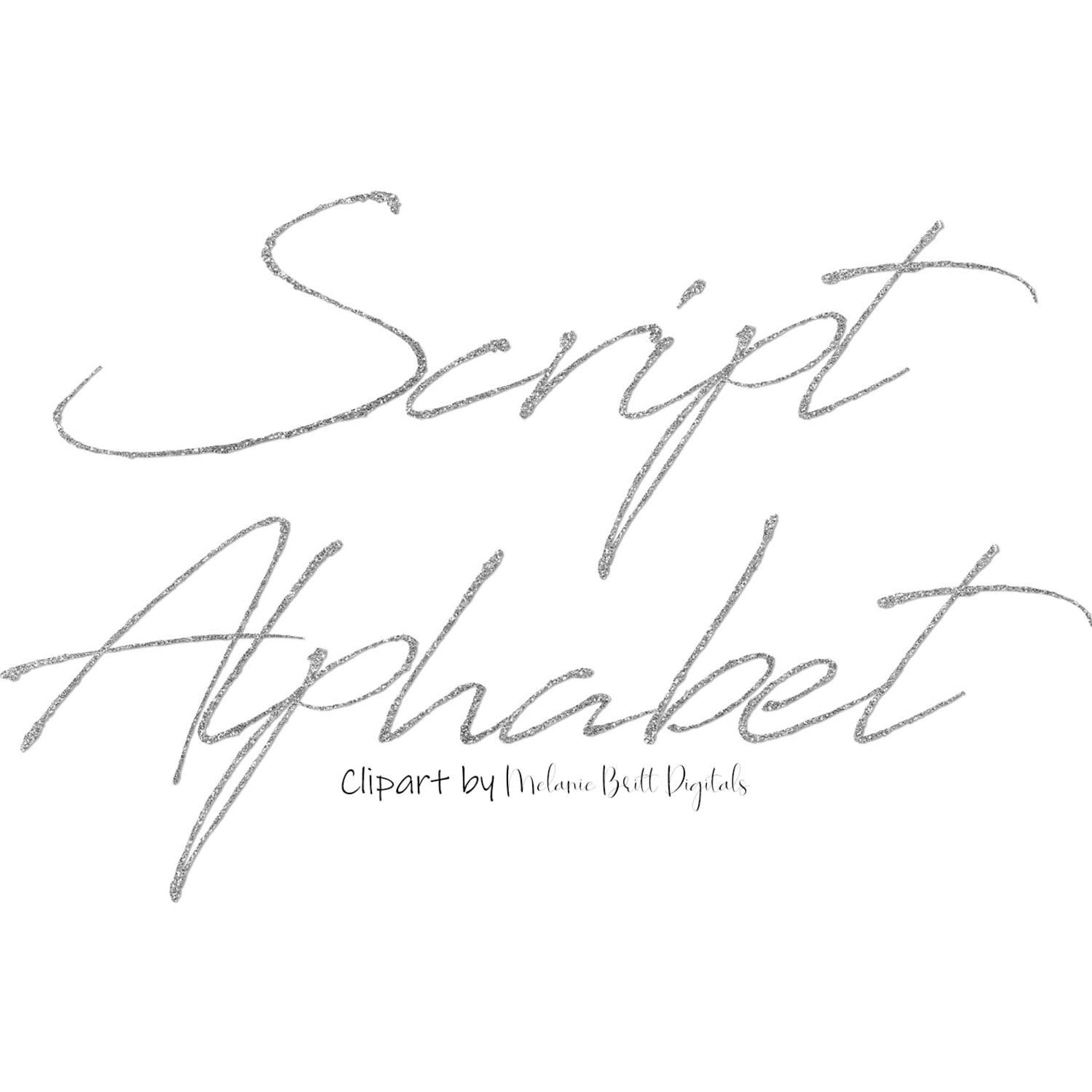 Silver Glitter Script Alphabet Download Elegant Letter and - Etsy