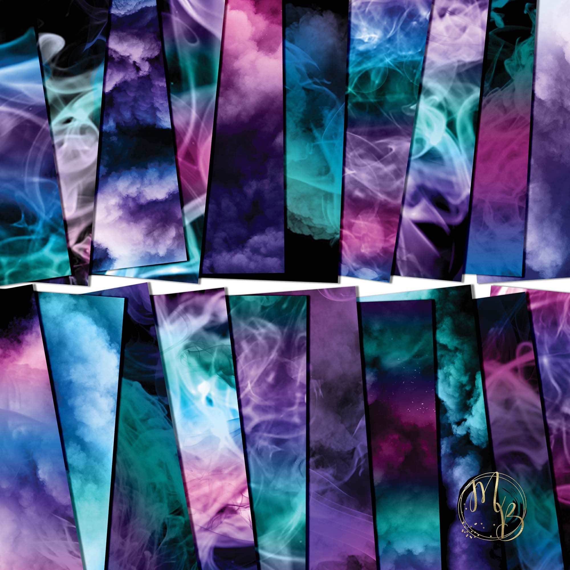 Emerald & Purple Smoke Digital Paper Download with various smoke ...