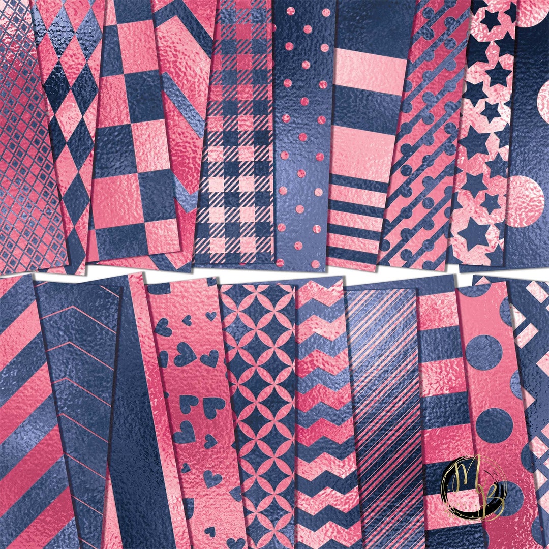 Blue and Pink Embossed Scrapbook Paper Download Geometric Patterns ...