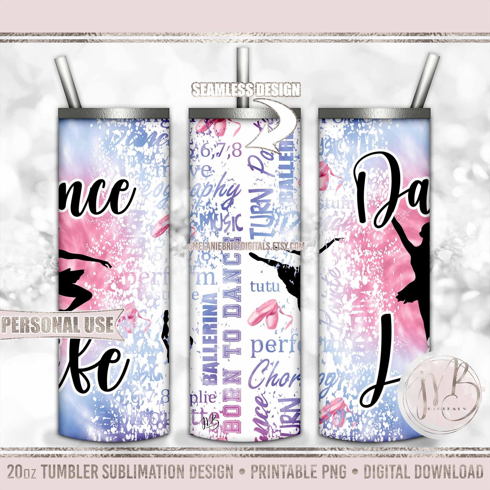 Dance Life Tumbler Wrap Download • Pink Blue Tie Dye Ballet Pointe ...