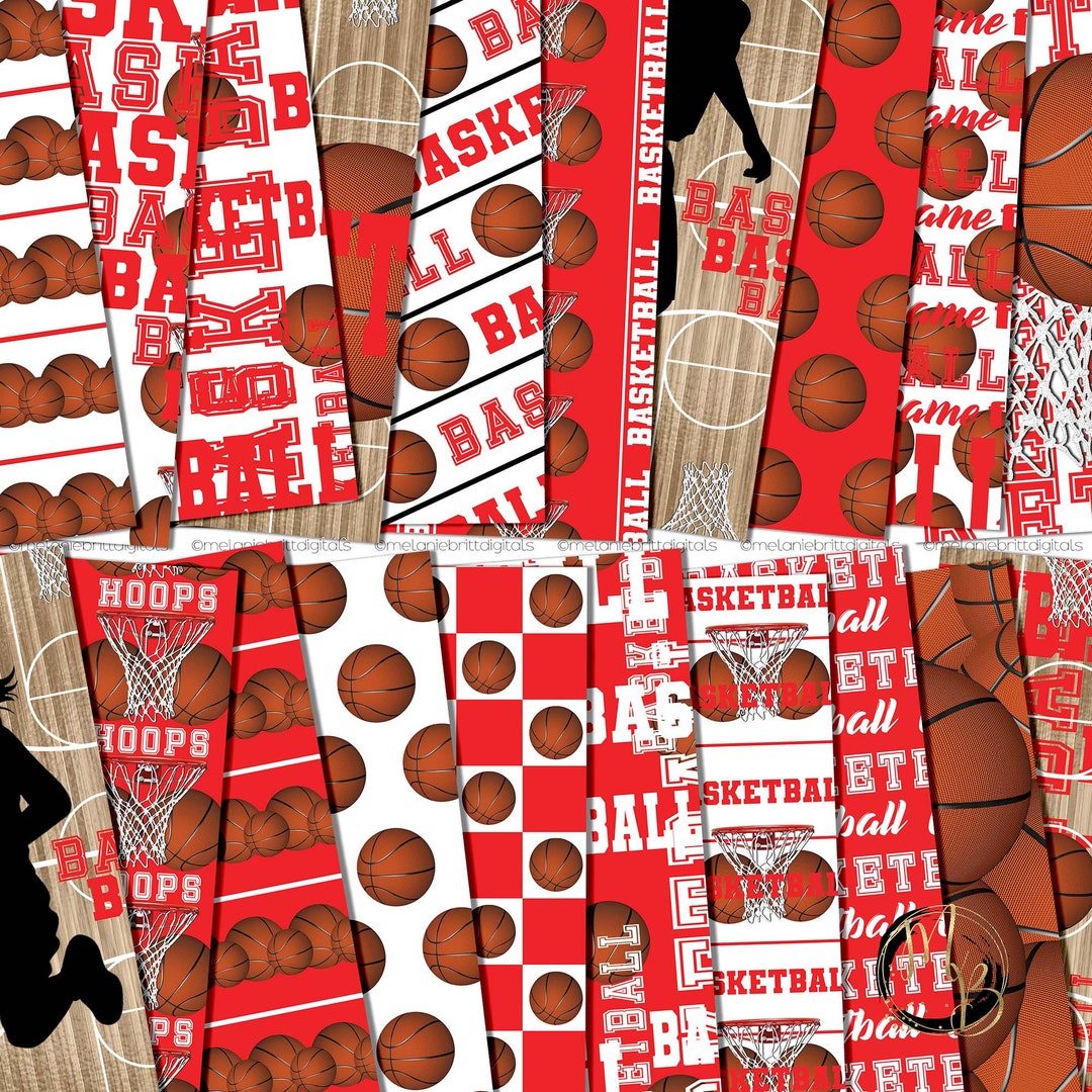 Red Basketball Scrapbook Paper Download Basketball Court - Etsy