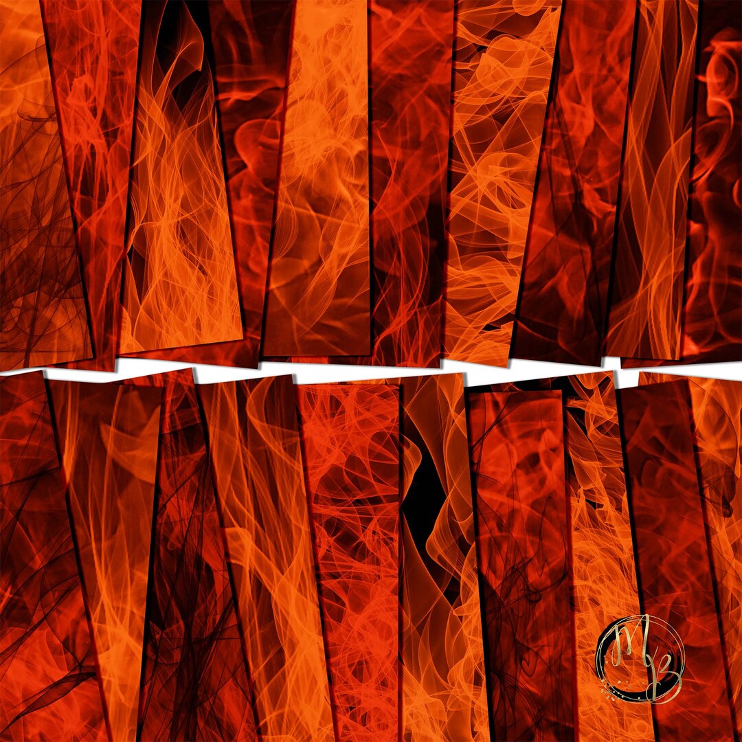 Orange Flames Scrapbook Paper Download Realistic Fire Design Colorful ...