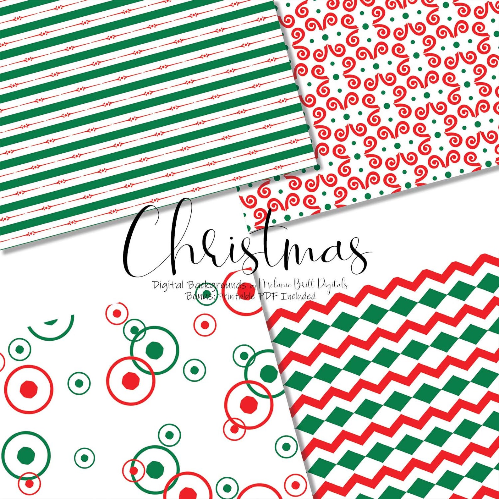 Christmas Digital Paper Red & Green Holiday Paper Pattern - Etsy