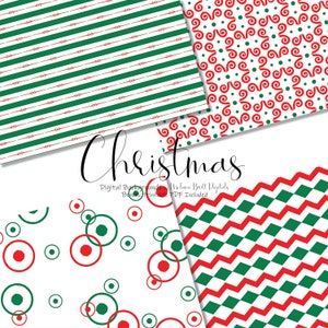 Christmas Digital Paper, Red & Green, Holiday Paper, Pattern Paper ...