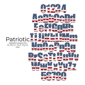 Patriotic Alphabet Clipart Digital Download USA 4th of July - Etsy