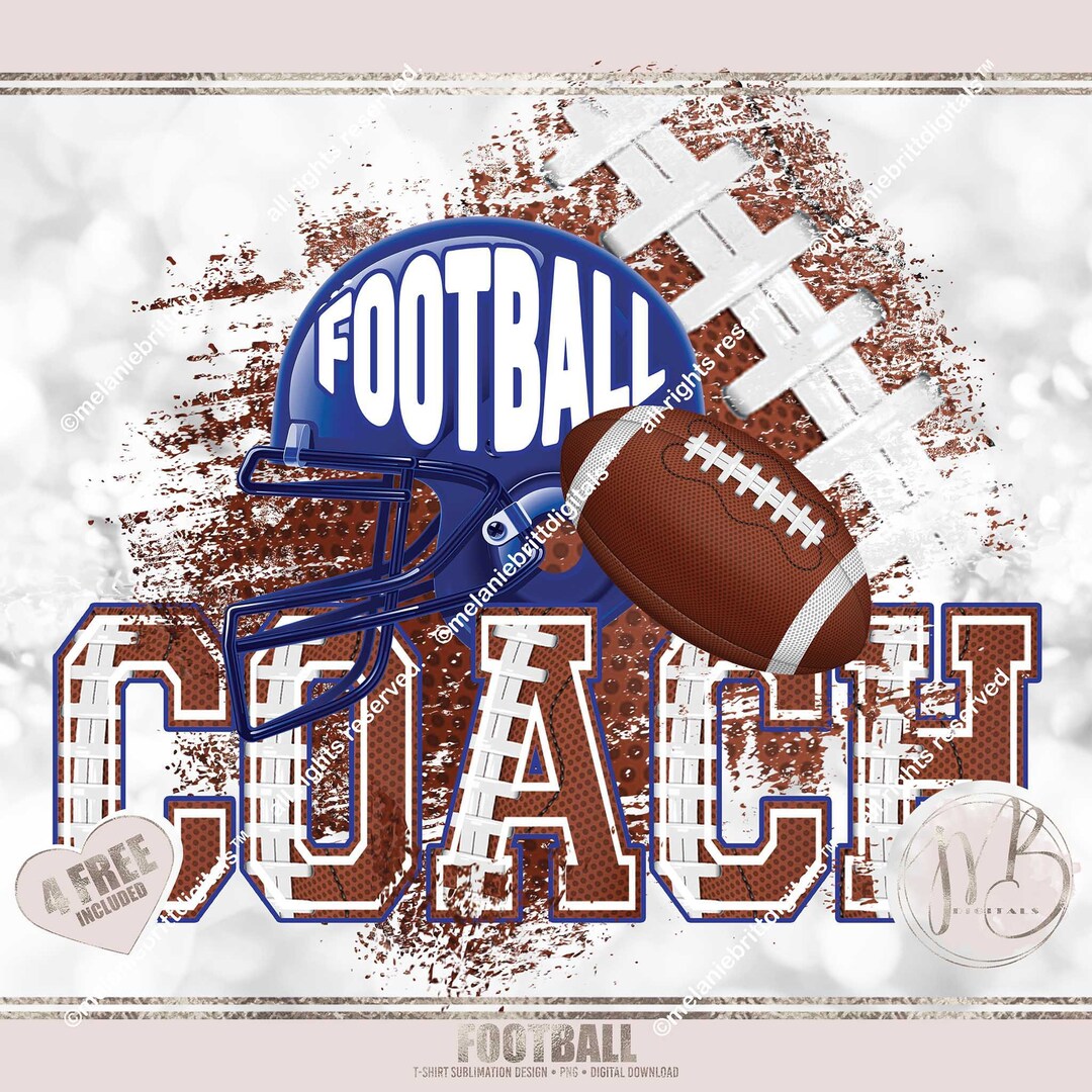 Football Coach T-shirt Sublimation Design Download Royal Blue Football ...