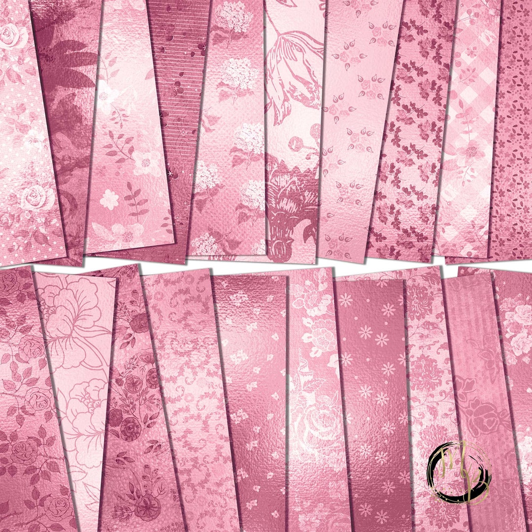Pink Floral Scrapbook Paper Download Floral Flower Shiny Shimmering ...