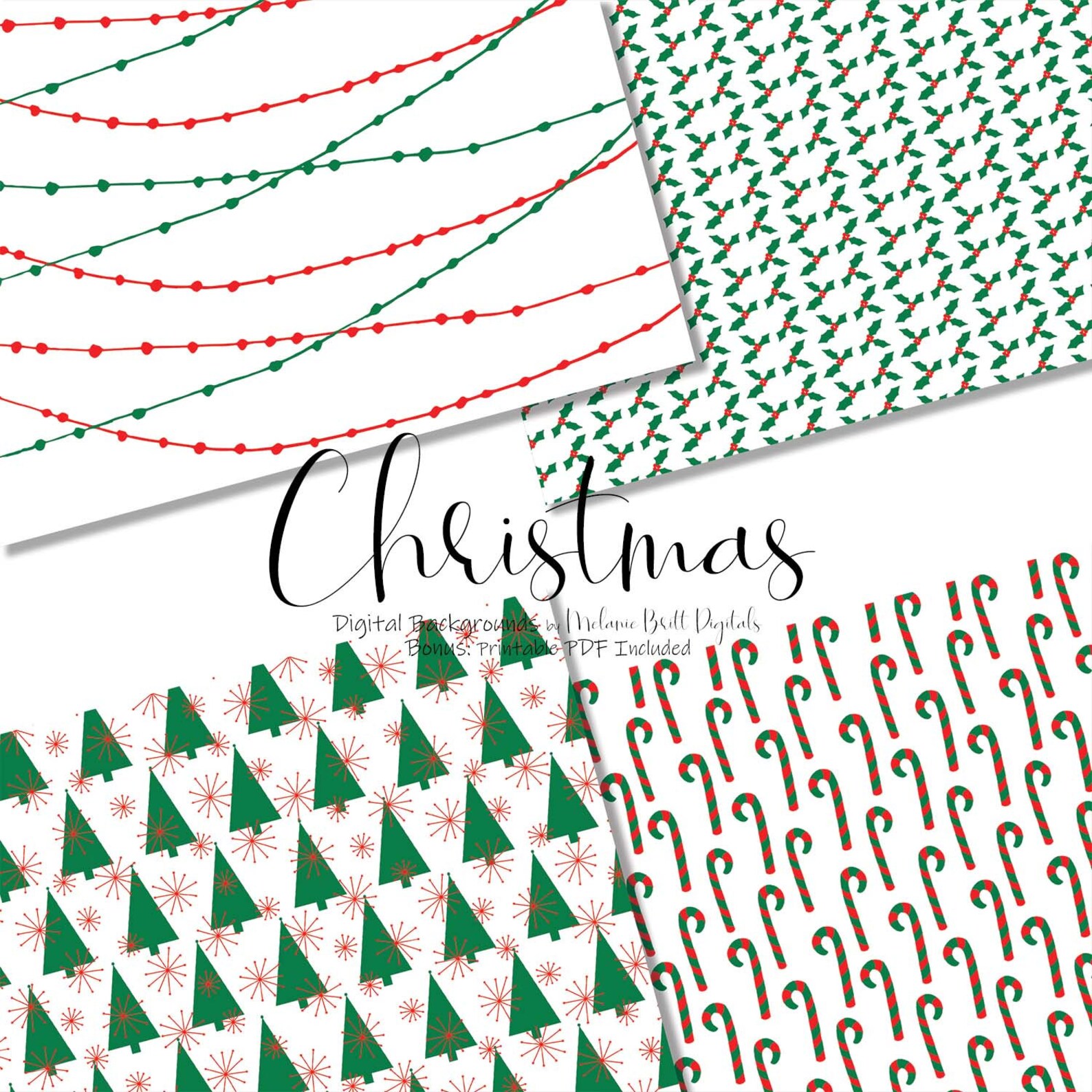 Christmas Digital Paper Red & Green Holiday Paper Pattern - Etsy
