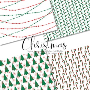 Christmas Digital Paper, Red & Green, Holiday Paper, Pattern Paper ...