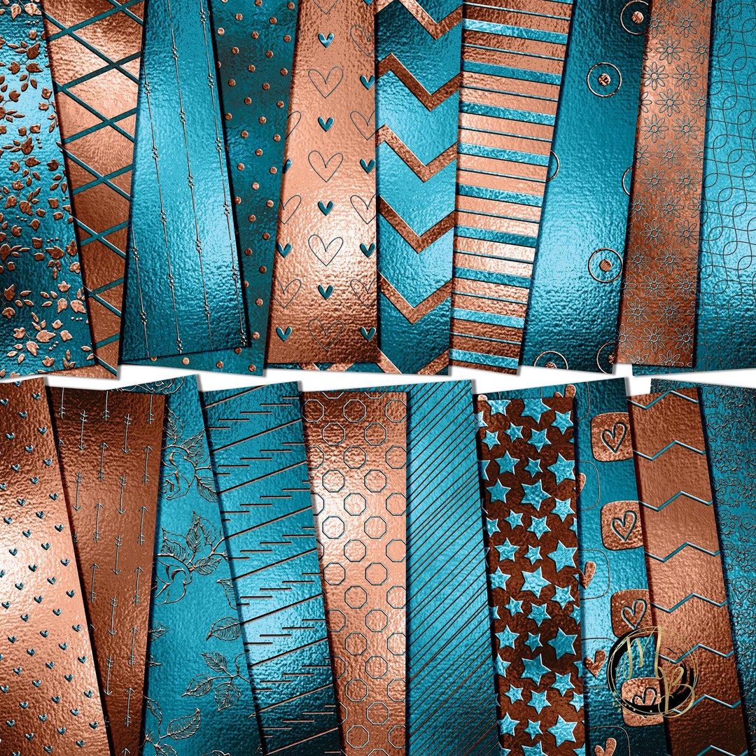 Bronze Turquoise Embossed Scrapbook Paper Design Download Patterned ...