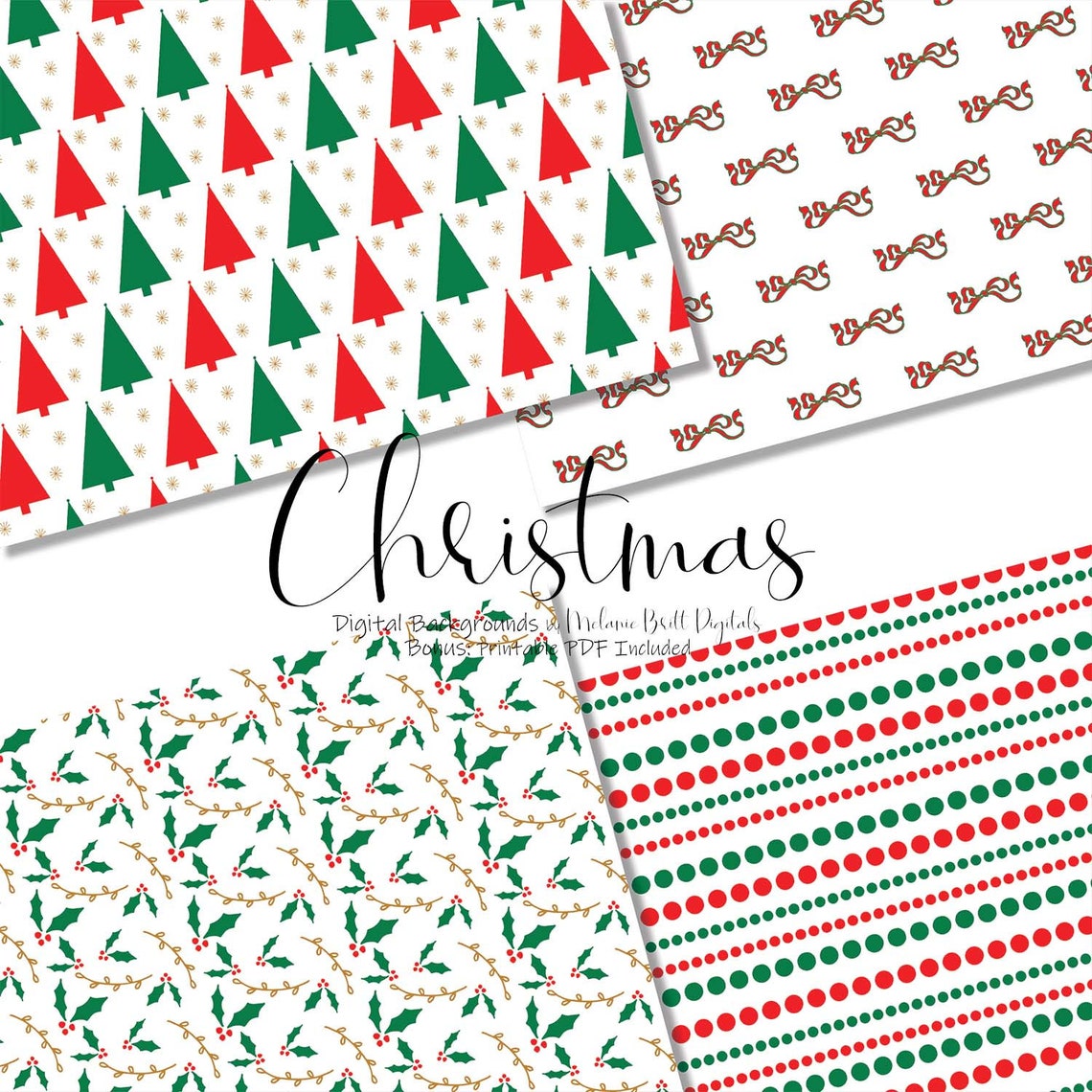 Christmas Digital Paper Red & Green Holiday Paper Pattern - Etsy