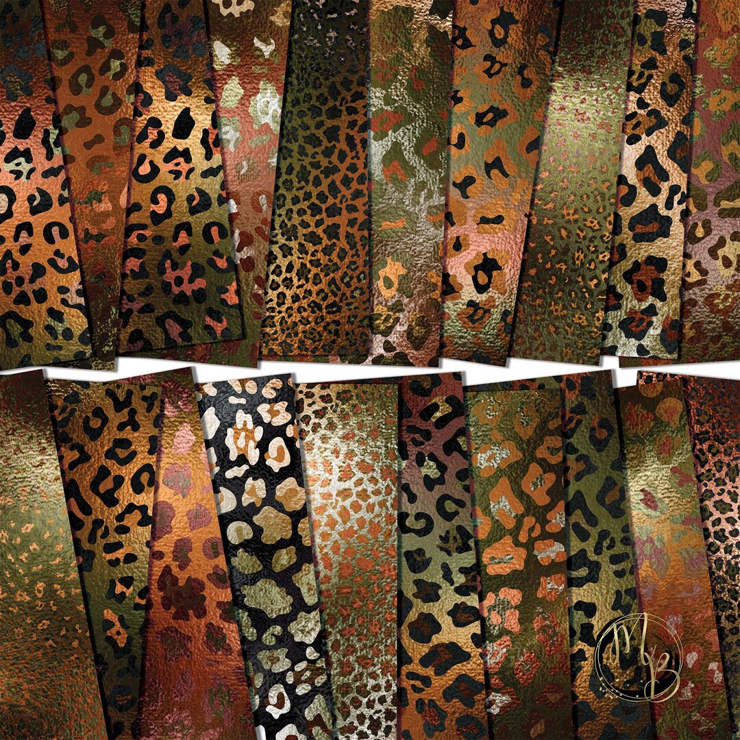 Autumn Leopard Print Scrapbook Paper Download Deep Fall Tones Shiny ...