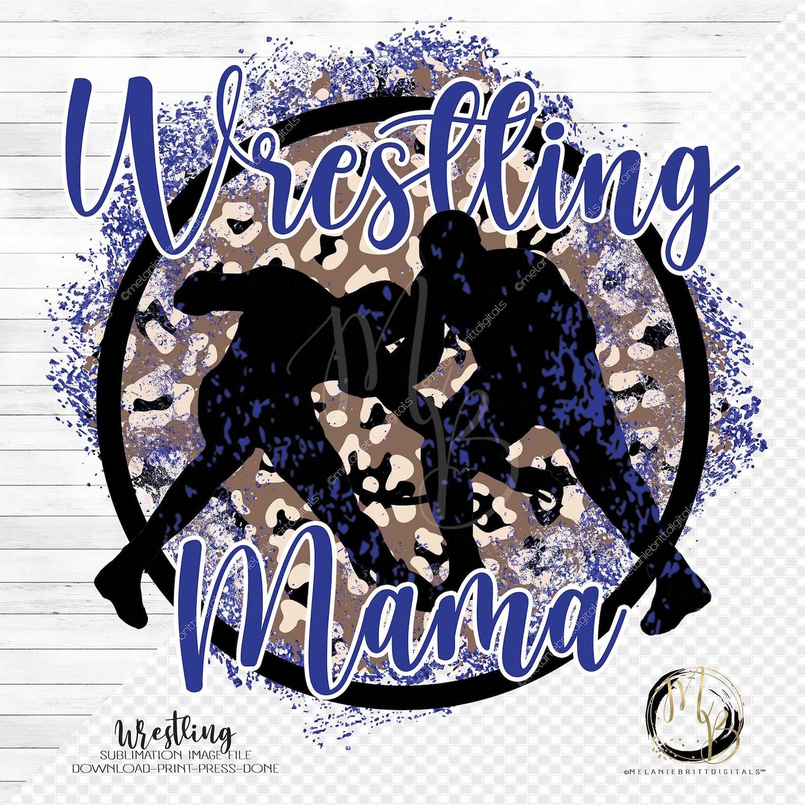 Blue Wrestling Leopard Sublimation Design Digital Download - Etsy