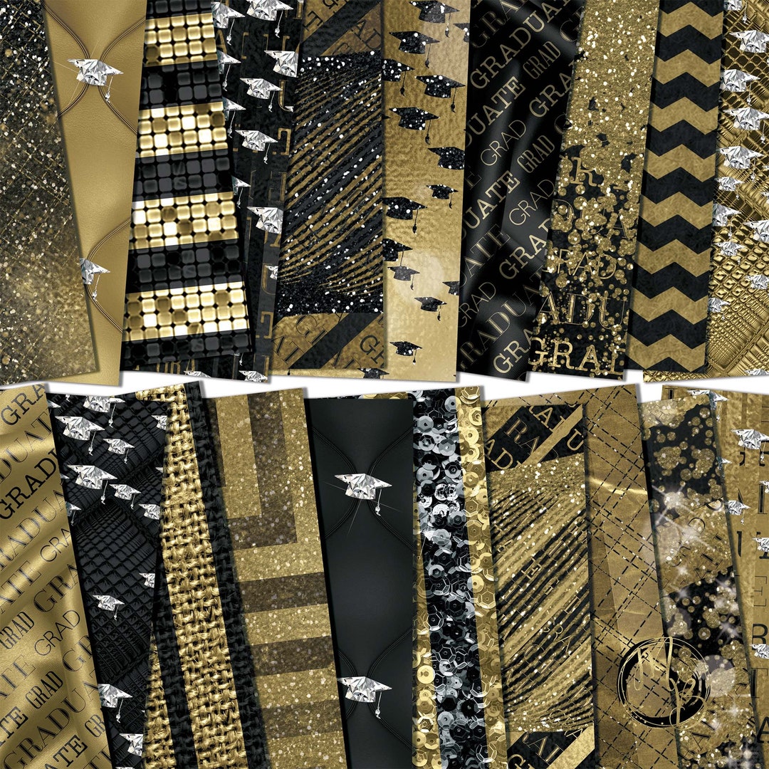 Gold Luxury Graduation Scrapbook Paper Download Mortarboard Diamonds ...