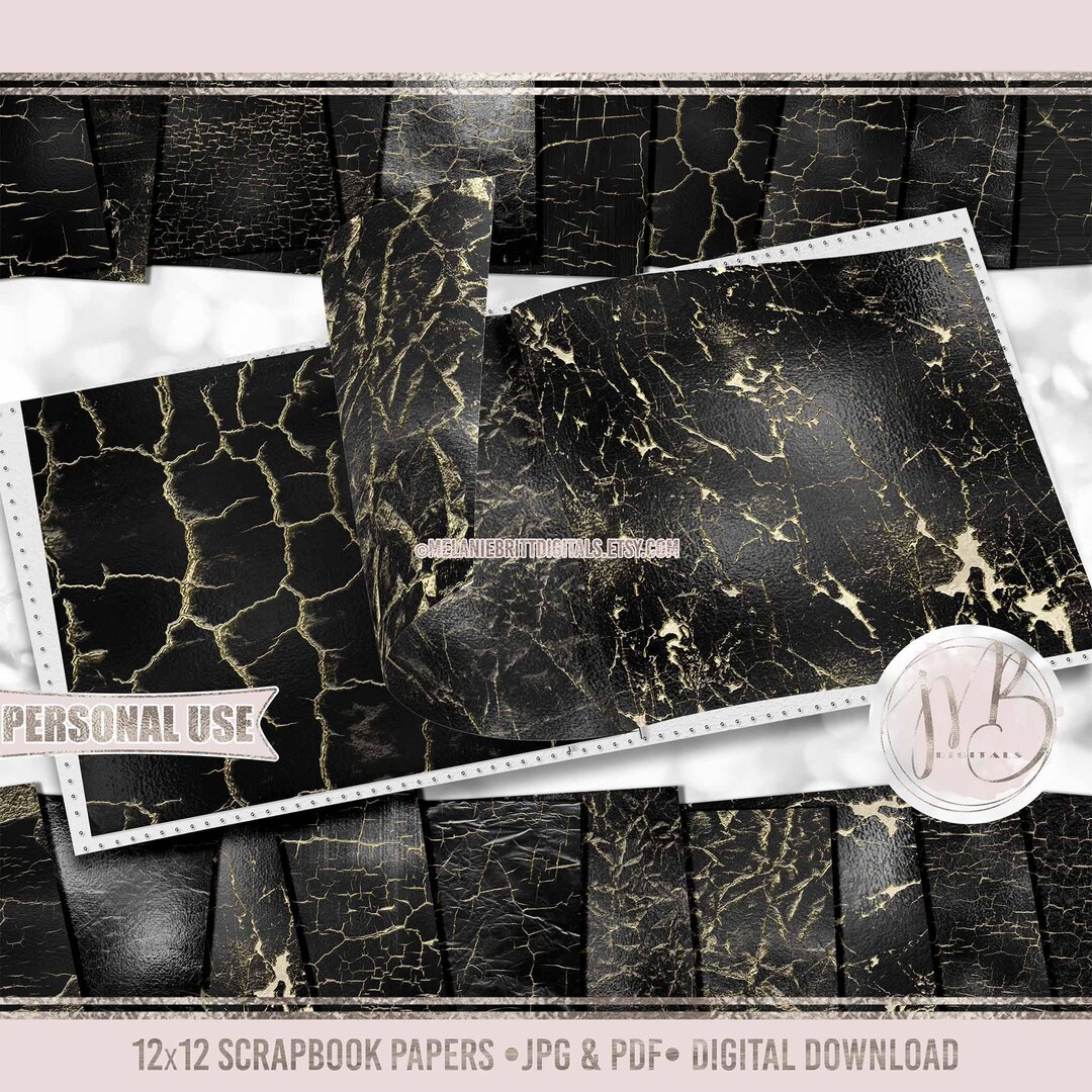 Shattered Black and Gold Scrapbook Paper Download • Gold Crackle ...