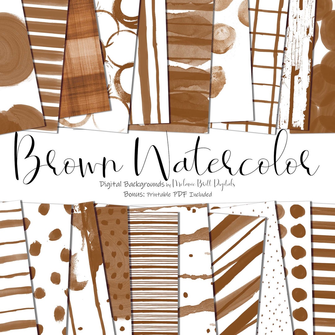 Brown Watercolor Scrapbook Paper Download Patterned Paper Messy Painted ...