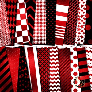 Red and Black Scrapbook Paper Download, Patterned Shiny Metallic Foil ...