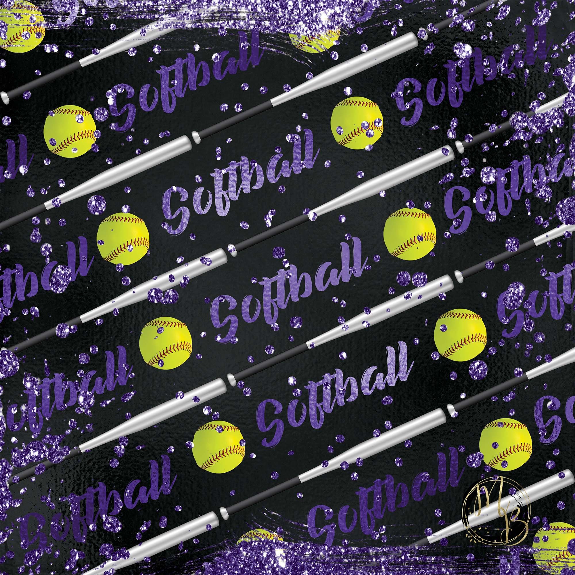 Purple Glam Softball Digital Paper Download with sparkling | Etsy