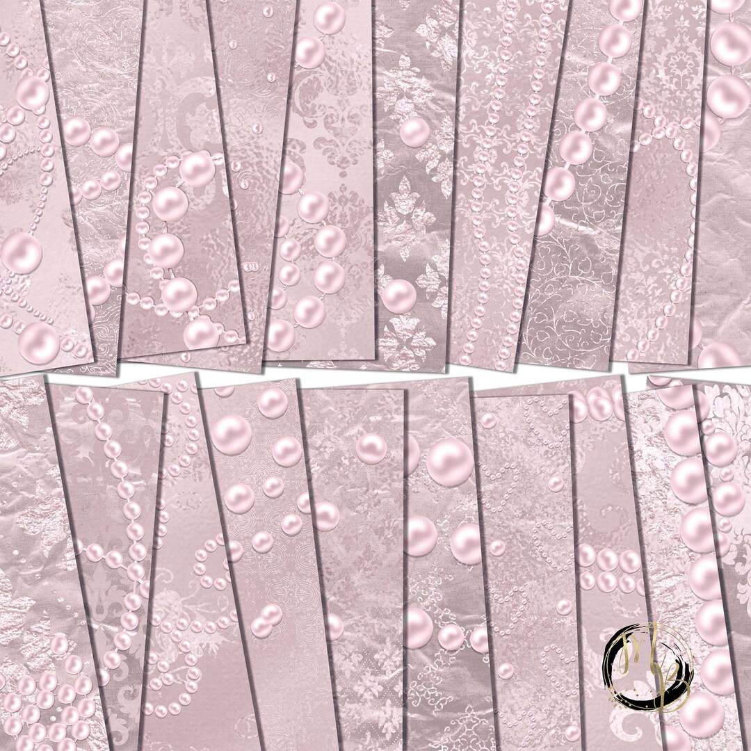 Pearls Scrapbook Paper Download Formal Victorian Damask Shimmering Foil ...