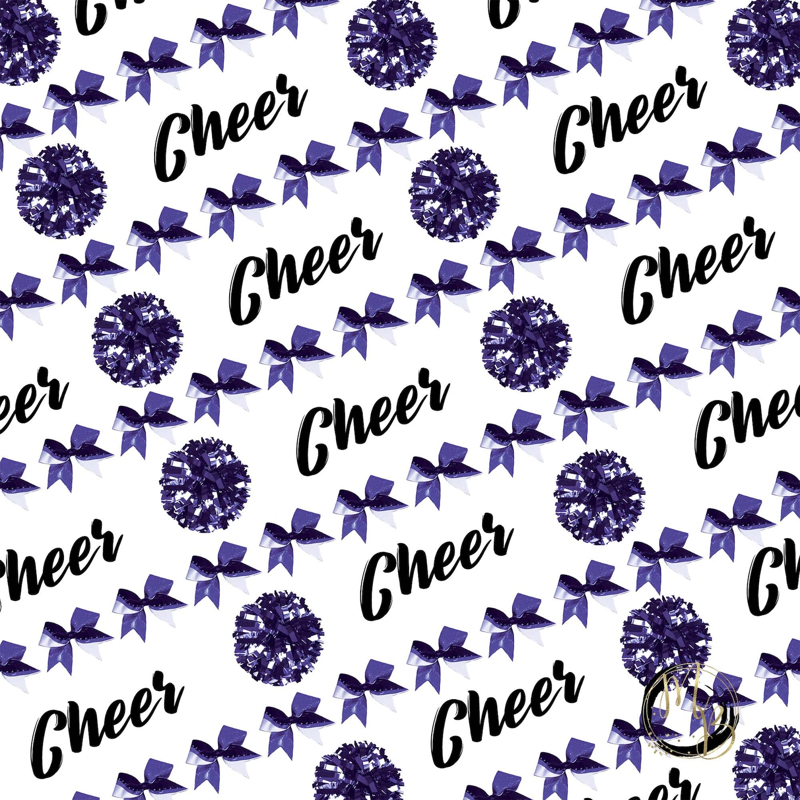 Purple Cheerleading Digital Paper Download with shiny pom | Etsy