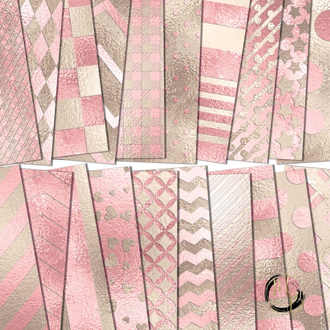 Embossed Geometric Scrapbook Paper Download Pink and Champagne Tones ...