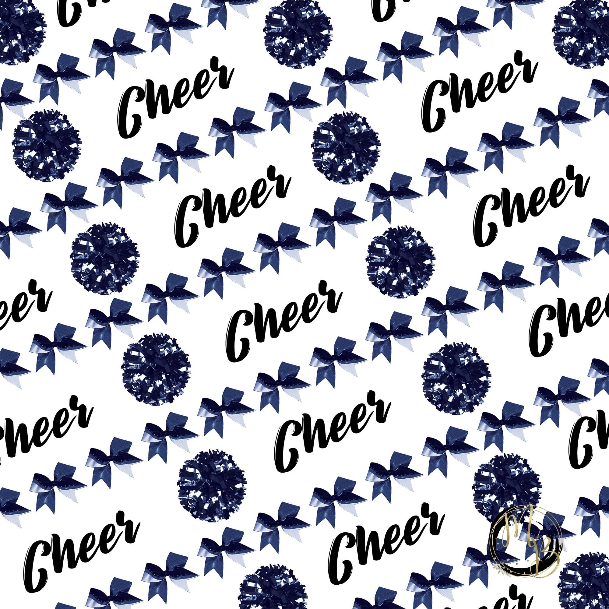 Navy Cheerleading Digital Paper Download with shiny pom poms | Etsy