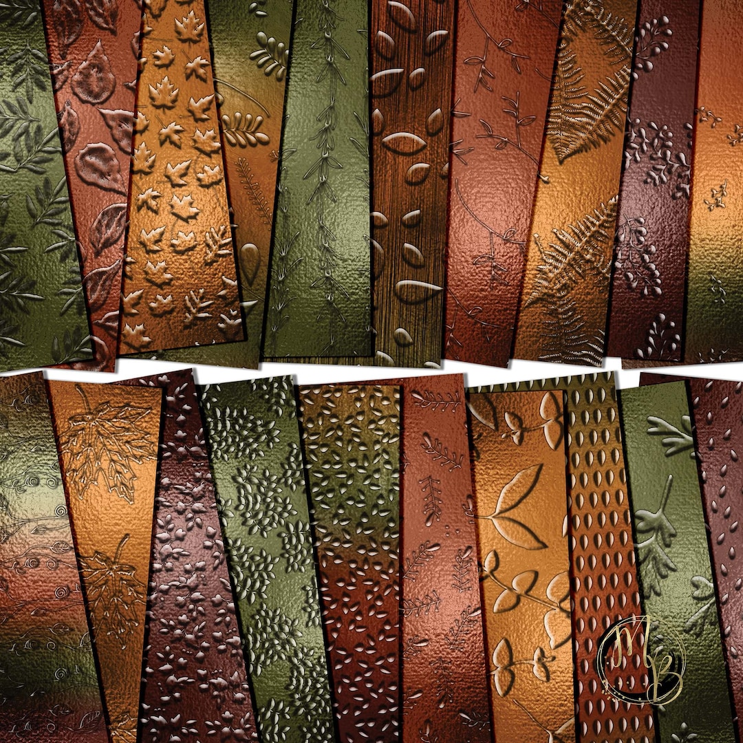 Embossed Fall Leaves Digital Paper Download 3D Textures Autumn ...