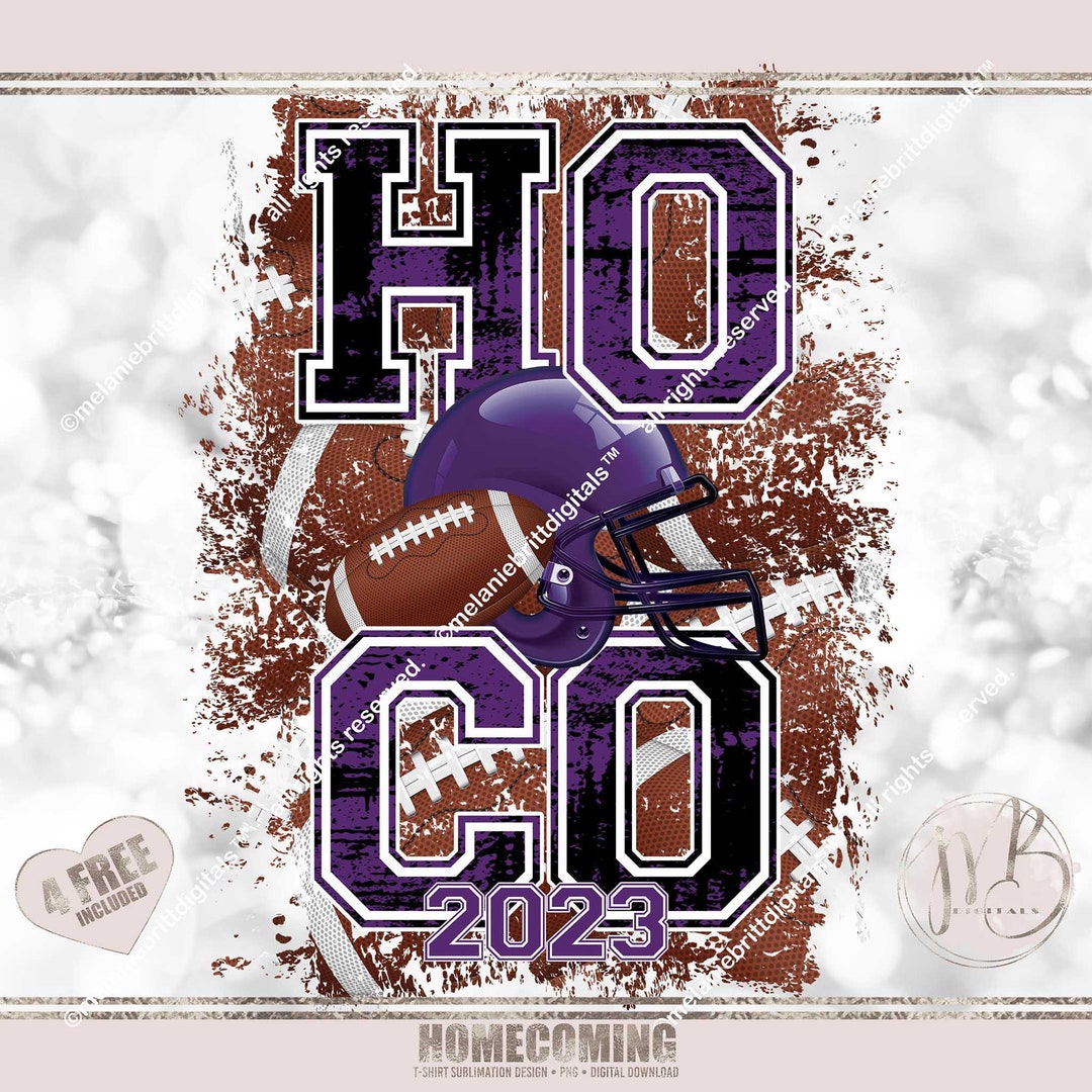 Football HOCO 2023 Sublimation T-shirt Design PNG Download Purple ...