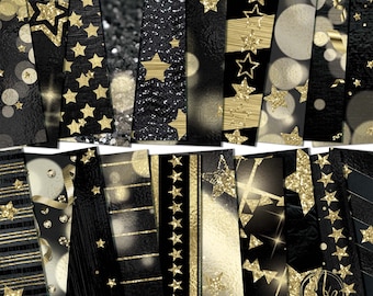 Elegant Black and Gold Digital Paper Seamless Gold Foil - Etsy