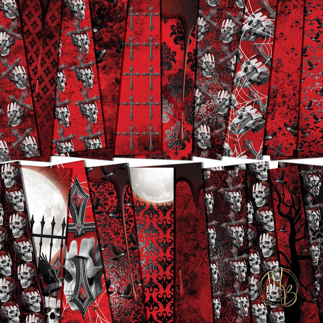 Bloody Horror Scrapbook Paper Download Distressed Bleeding Skulls Sword ...