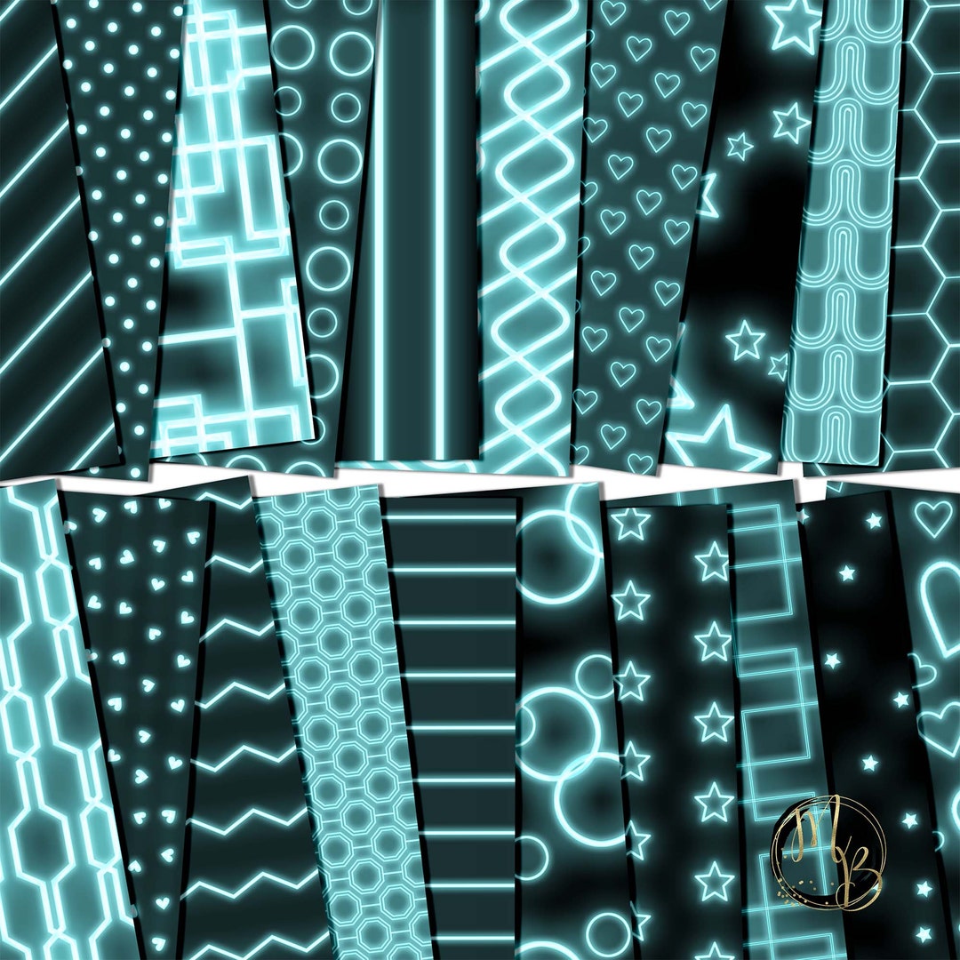 Light Blue Neon Scrapbook Paper Download Fluorescent Neon Glow Neon ...