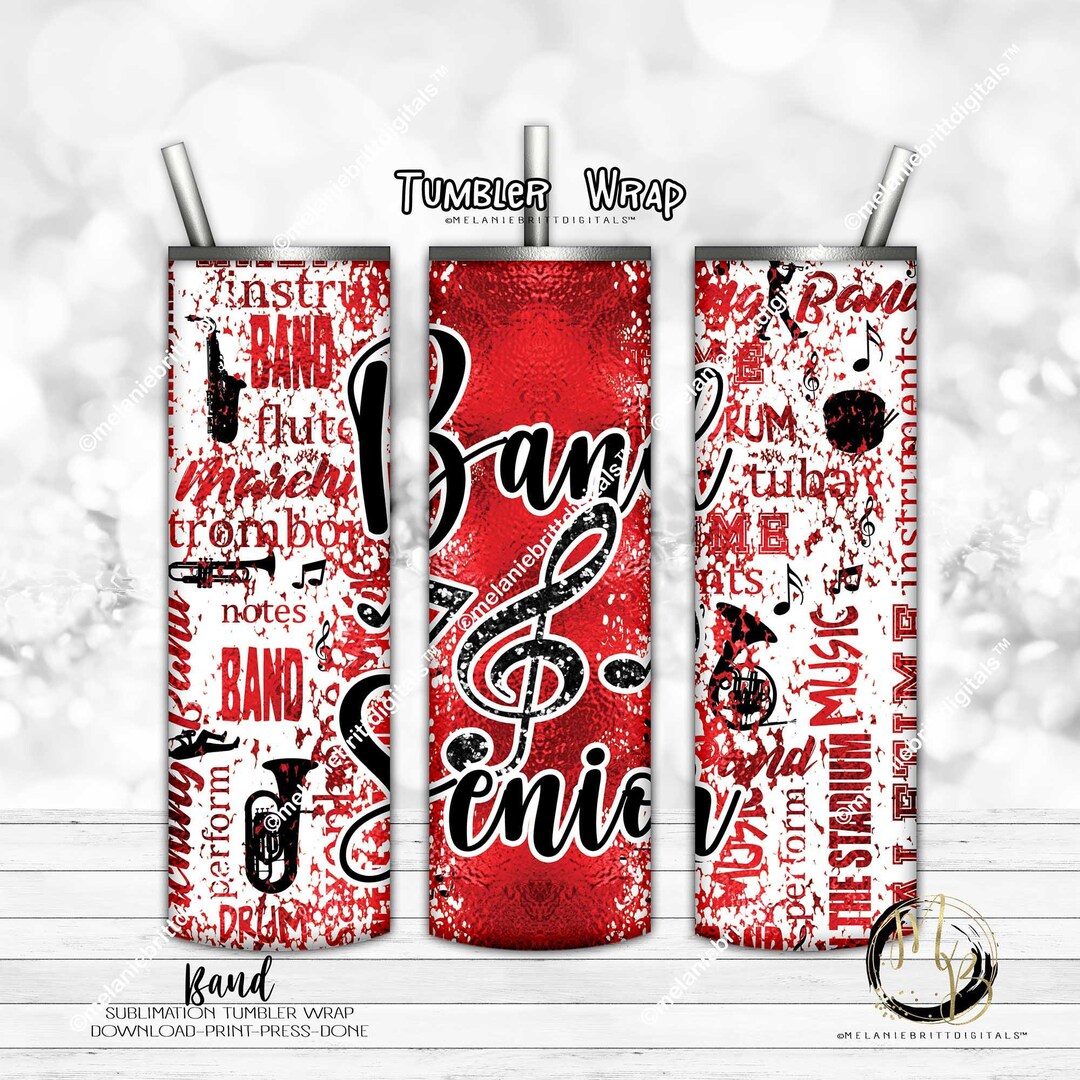 Red Band Senior 20oz Skinny Tumbler Wrap Sublimation Design Download ...