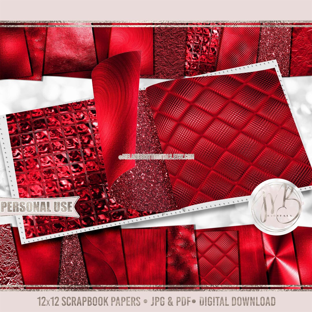 Cherry Red Opulent Scrapbook Paper Download Unique Metallic Shimmering ...