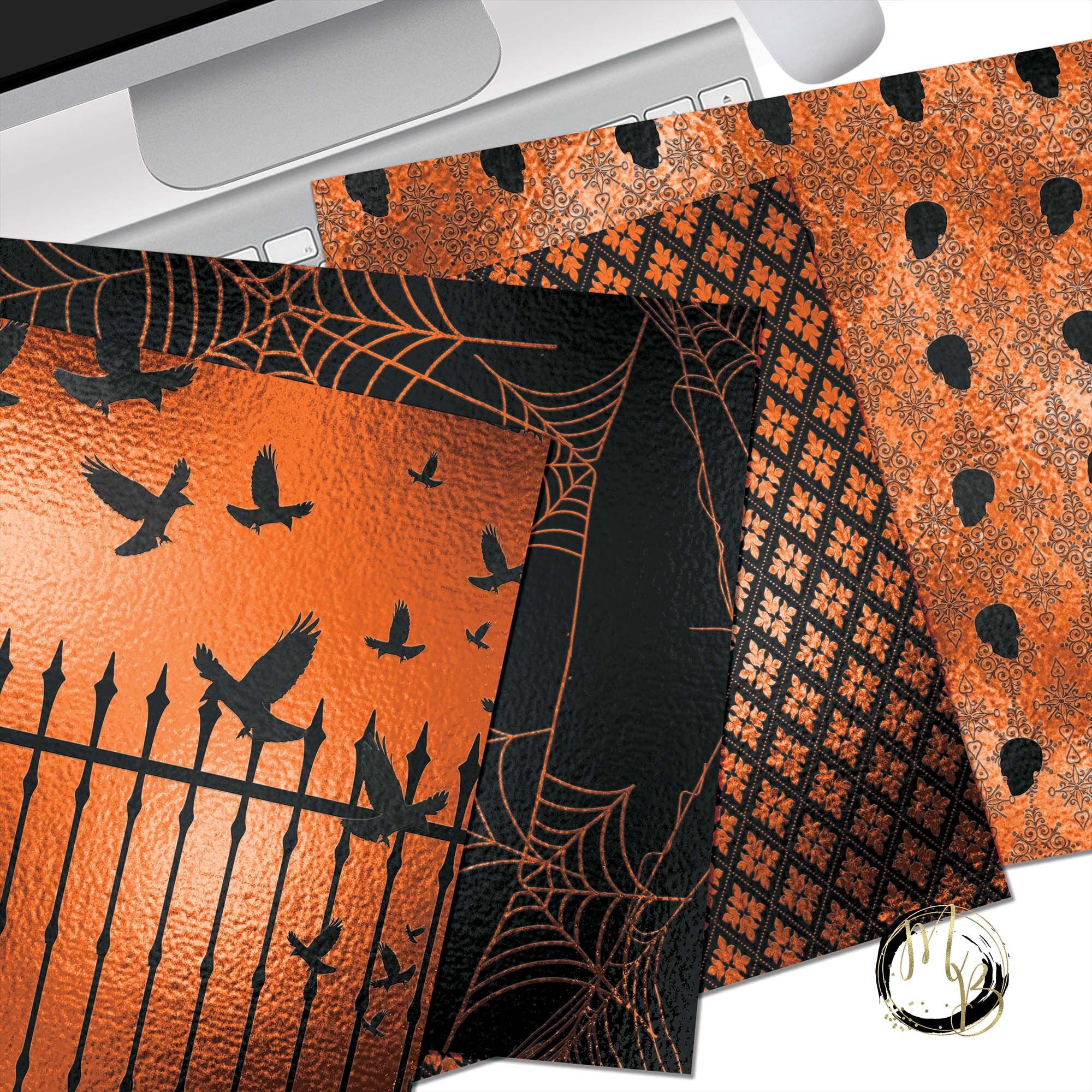 Gothic Halloween Digital Paper Download Orange and Black Goth - Etsy